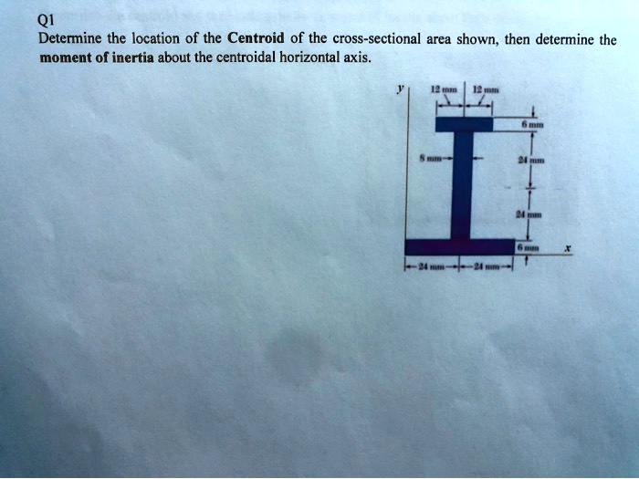 determine the location of the centroid of the cross sectional area shown then determine the ...