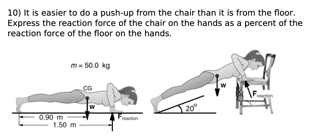 SOLVED: 10) It is easier to do a push-up from the chair than it is from ...
