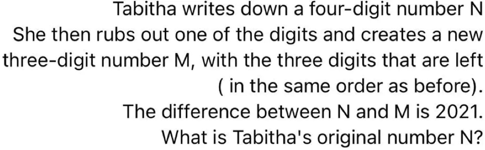 tabitha writes down a four digit number n she then rubs out one of the ...