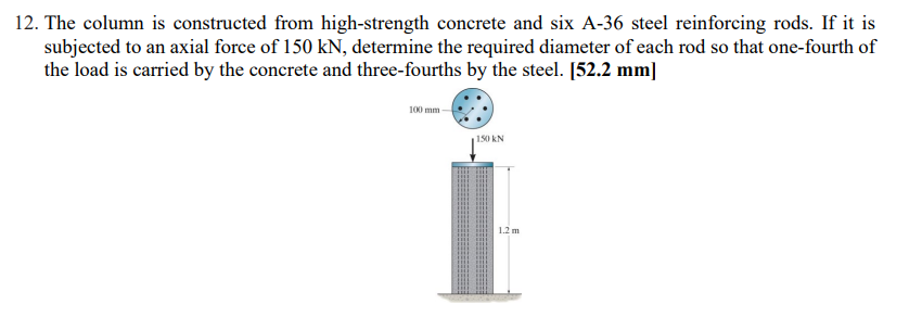 [GET ANSWER] 12. The column is constructed from high-strength concrete ...