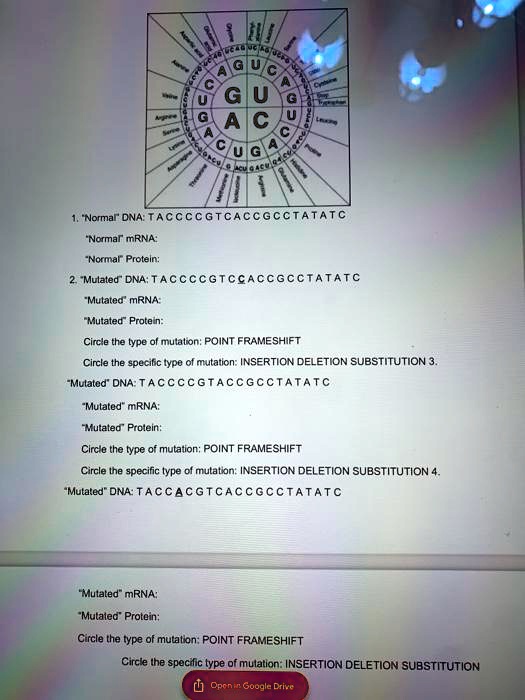 SOLVED: Normal DNA: CCCGTCACCGCCTATATC Normal mRNA: Fgmtel Protein ...