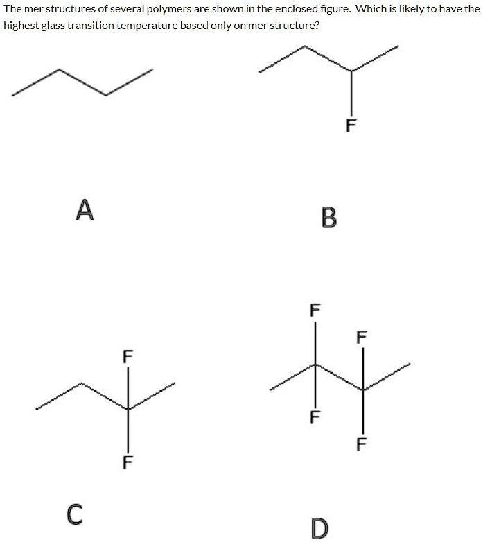 the mer structures of several polymers are shown in the enclosed figure ...