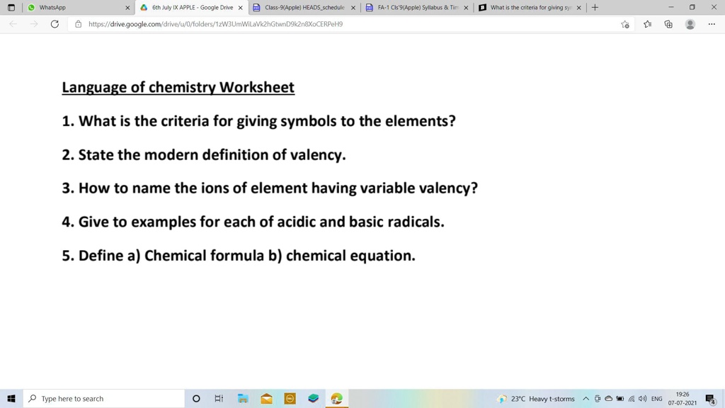 SOLVED: '1. What is the criteria for giving symbols to the elements? 2. State the modern ...