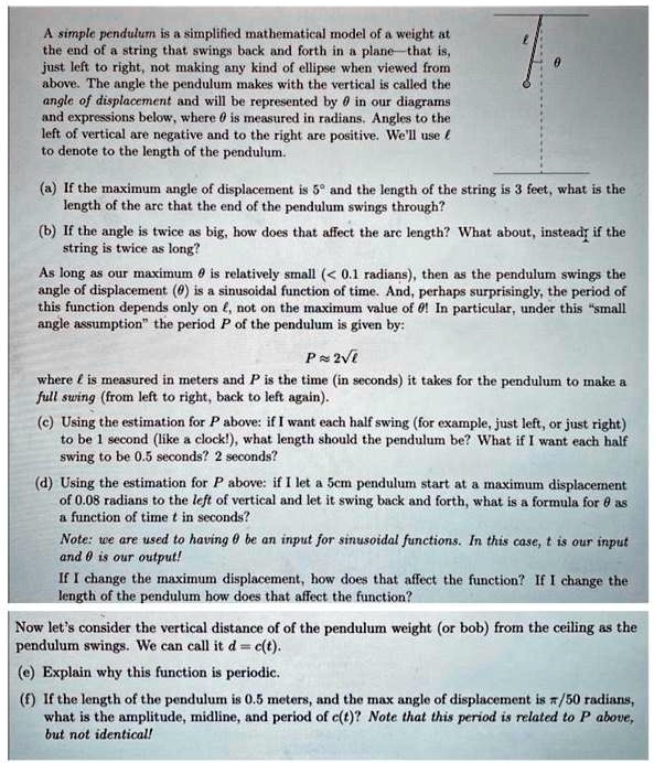 a simple pendulum is a simplified mathematical model of a weight at the ...