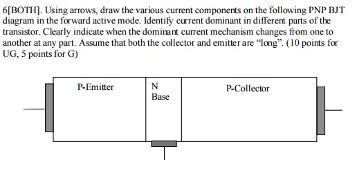using arrows draw the various current components on the following pnp ...