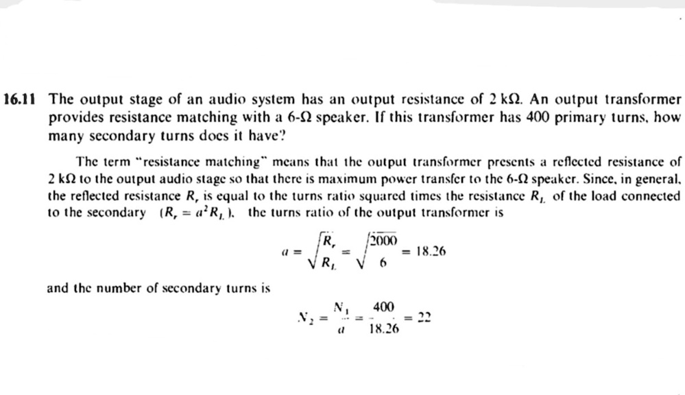 SOLVED: "The output stage of an audio system has an output resistance ...