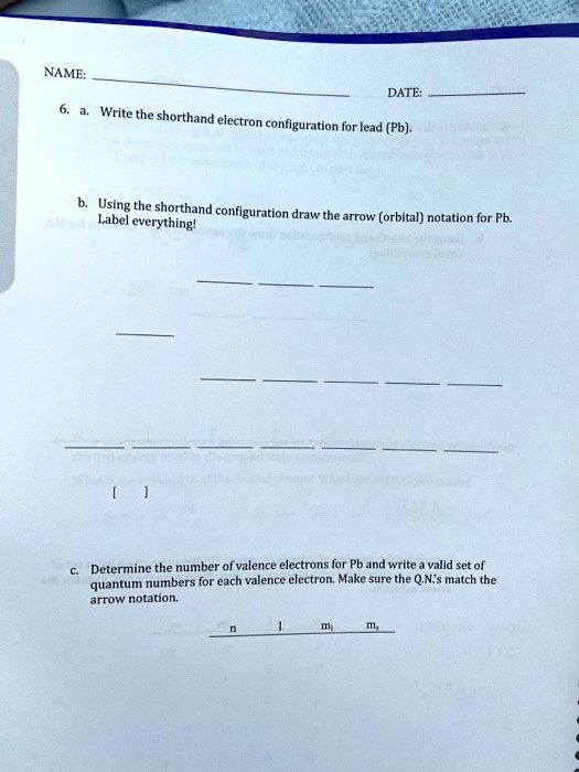 name date write the shorthand electron configuration for lead pb using the shorthand ...