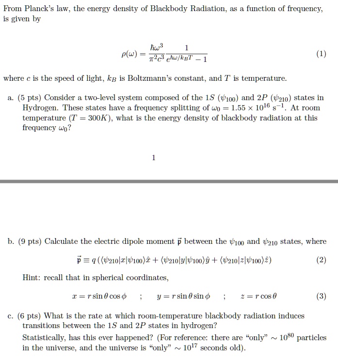 from plancks law the energy density of blackbody radiation as a ...