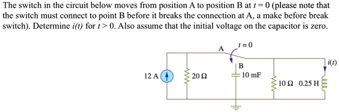 The switch in the circuit below moves from position A to position B at ...