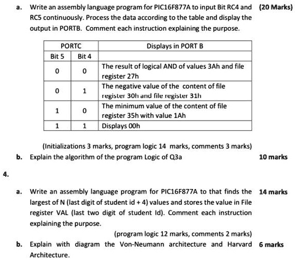 Solved Write An Assembly Language Program For Pic16f877a To Input Bit Rc4 And Rc5 Continuously 8255