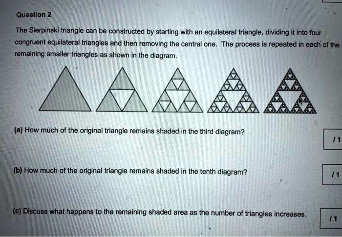 Solved Question The Sierpinski Triangle Can Be Constructed By Starting With An Equilateral 