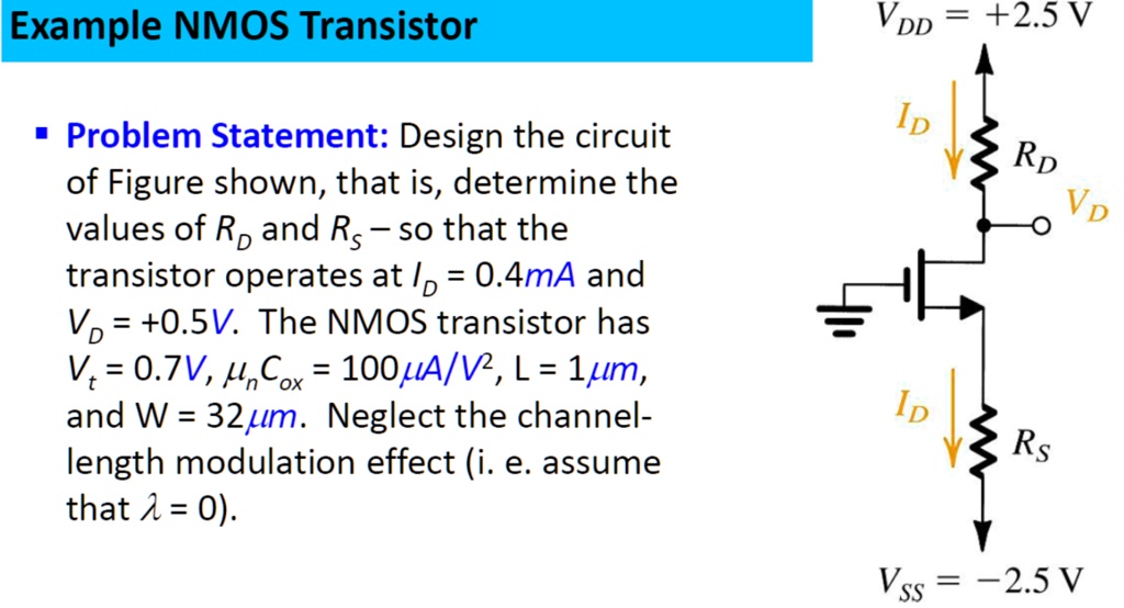 Example Nmos Transistor Problem Statement Design The Circuit Of Figure