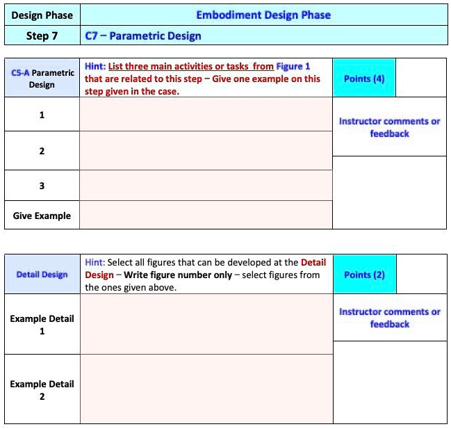 SOLVED: Design Phase Step 7 Embodiment Design Phase Parametric Design ...
