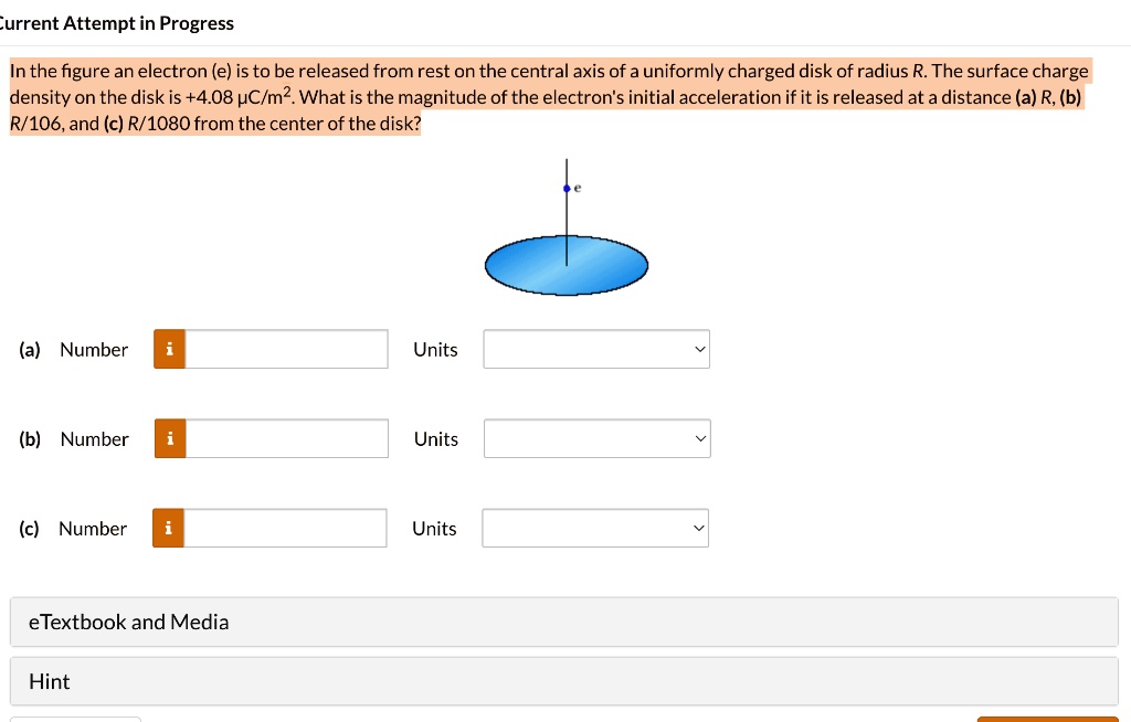 SOLVED: Current Attempt in Progress In the figure, an electron (e) is to be released from rest ...