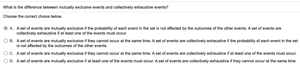 what the difference between mutually exclusive events and collectively ...