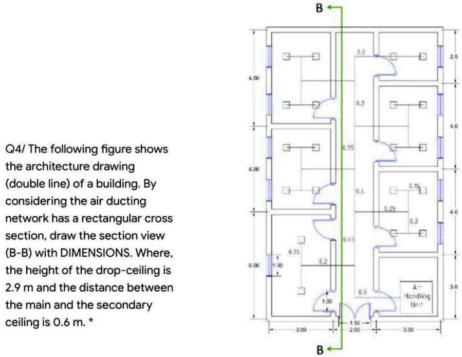 SOLVED: Q4/ The following figure shows the architectural drawing (double line) of a building. By ...