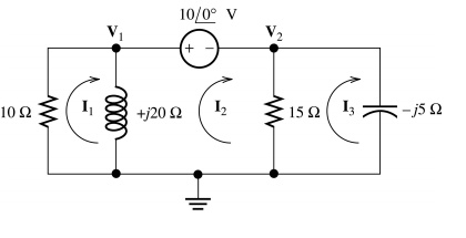 SOLVED: For the circuit shown below. a) Find V1 and V2 in phase form by using nodal analysis ...