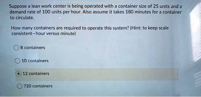 SOLVED: How many containers can operate this system? What is the ...