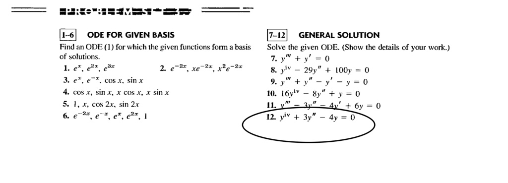 1-6 ODE FOR GIVEN BASIS Find an ODE (1) for which the given functions form a basis of solutions ...