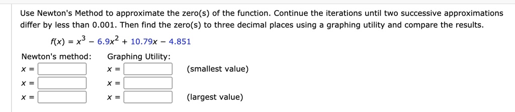Solved Use Newtons Method To Approximate The Zero S Of The Function