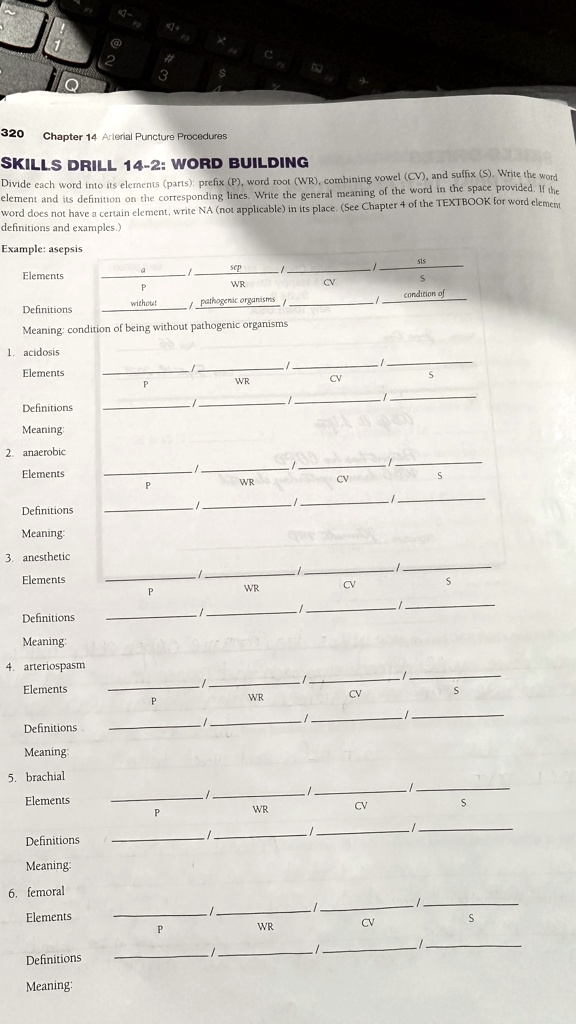 skills drill 14 2 word building divide each word into its elements parts prefix p word root wr ...