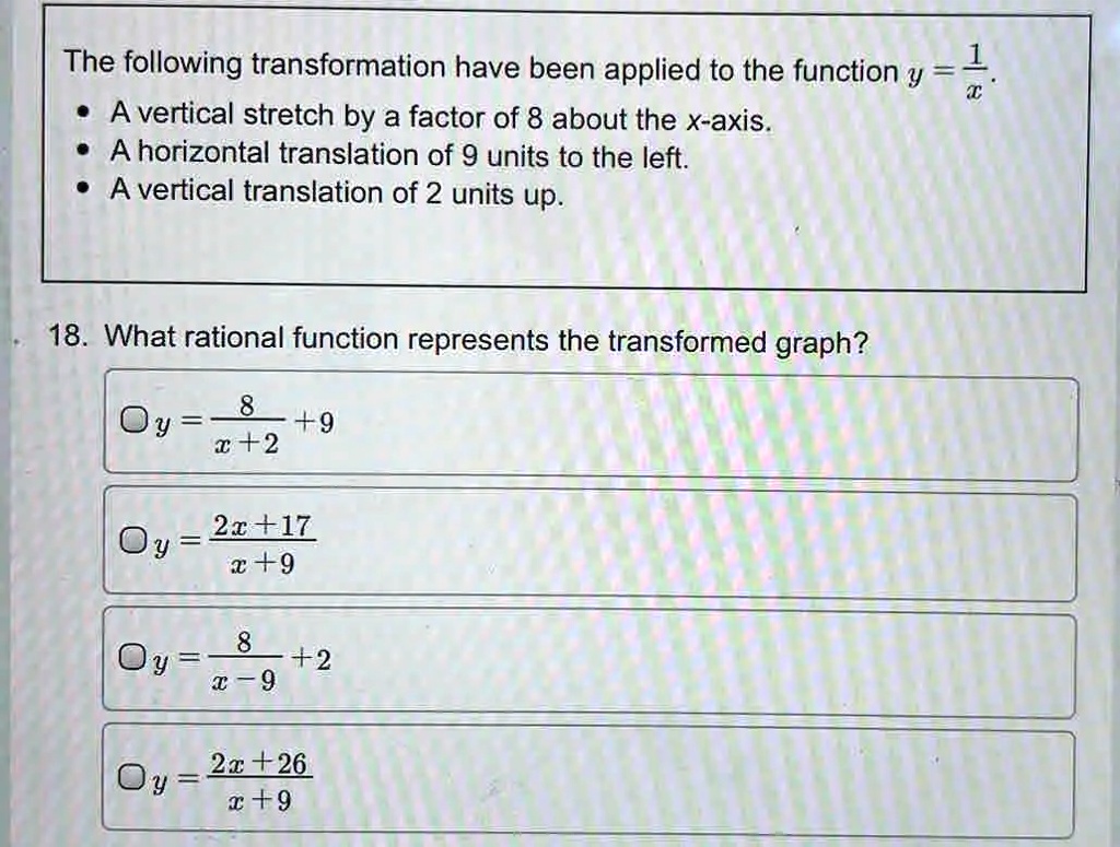 The following transformation have been applied to the function y = (1 ...