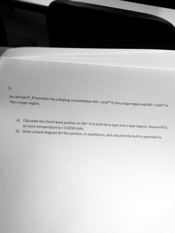 An abrupt PN junction has a doping concentration NA = 1x10^18 in the p ...