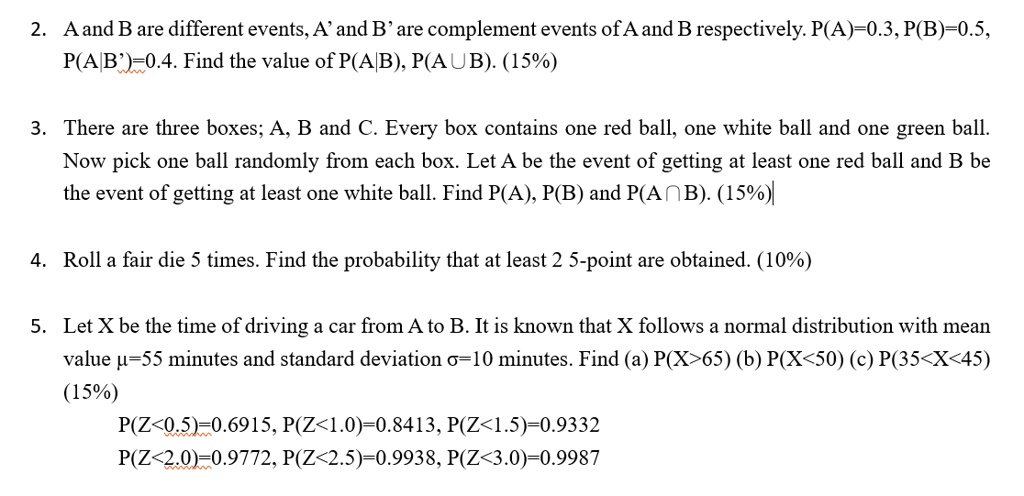 aand b are different events a and b are complement events ofa and b ...