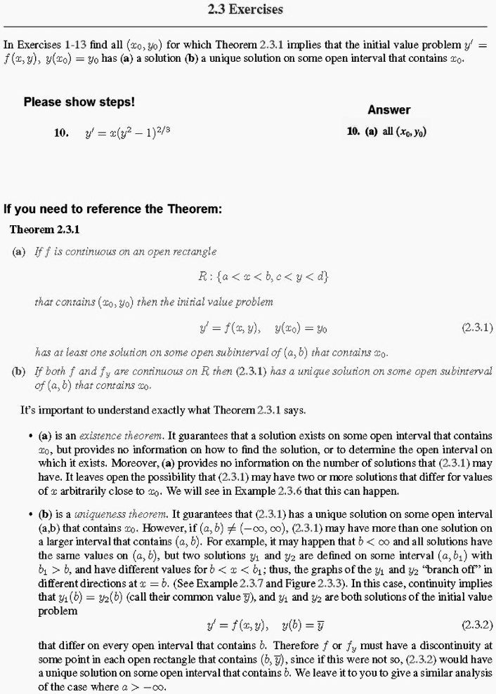 23 exercises in exercises 1 13 find all 1o yo for which theorem 231 ...