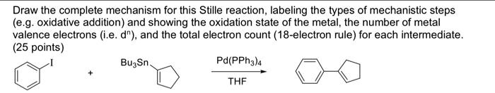 SOLVED:Draw the complete mechanism for this Stille reaction, labeling ...