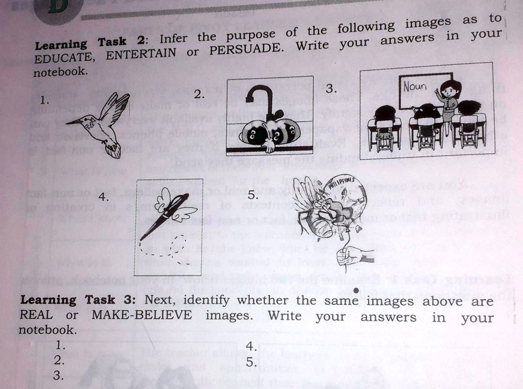 Learning Task 3 Next Identify Whether The Same Images Above Are Real Or Make Believe Images