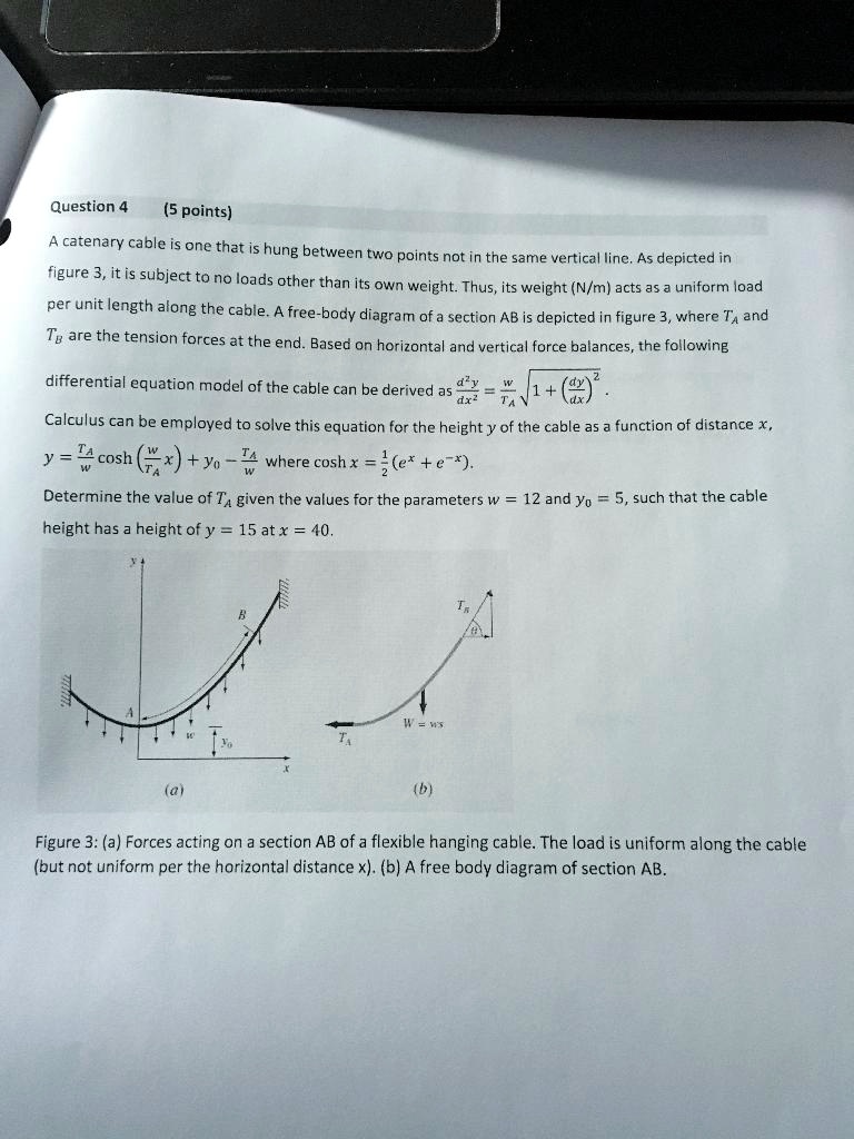 A catenary cable is one that is hung between two points not in the same ...