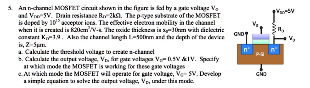 SOLVED: An n-channel MOSFET circuit shown in the figure is fed by a gate voltage Va and Vpp = 5V ...