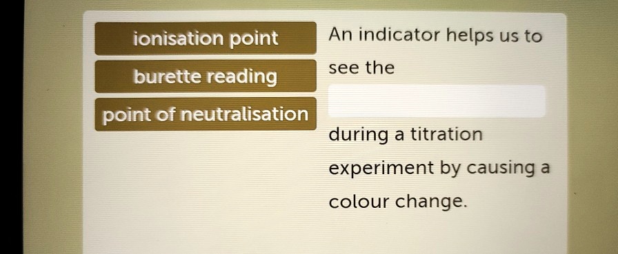 ionisation point an indicator helps us to burette reading see the point ...