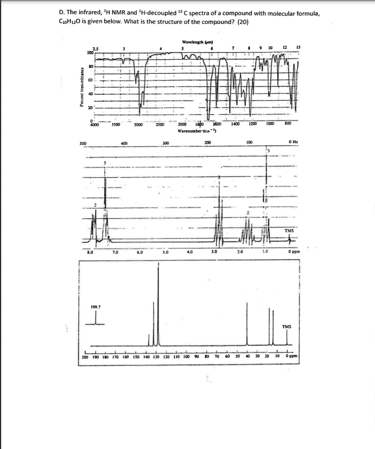 SOLVED: The infrared, 1H NMR and 13C spectra of a compound with the molecular formula CwHizO are ...