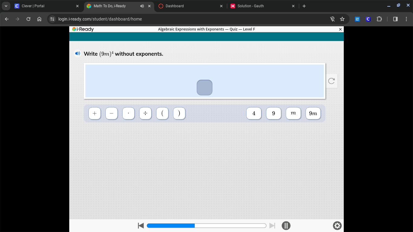 i-Ready Algebraic Expressions with Exponents - Quiz - Level F x Write ...