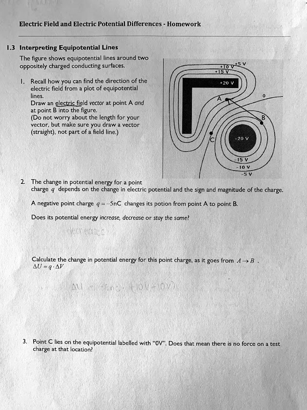 SOLVED: Electric Field and Electric Potential Differences Homework ...
