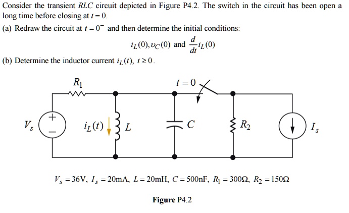 SOLVED: Figure P4.2 Consider the transient RLC circuit depicted in ...
