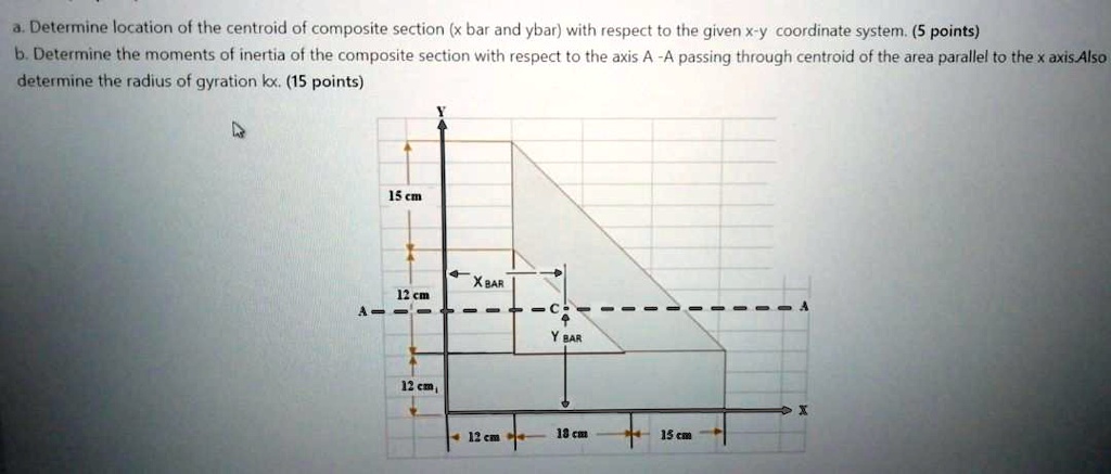SOLVED:Determine location of the centroid of composite section (x bar ...