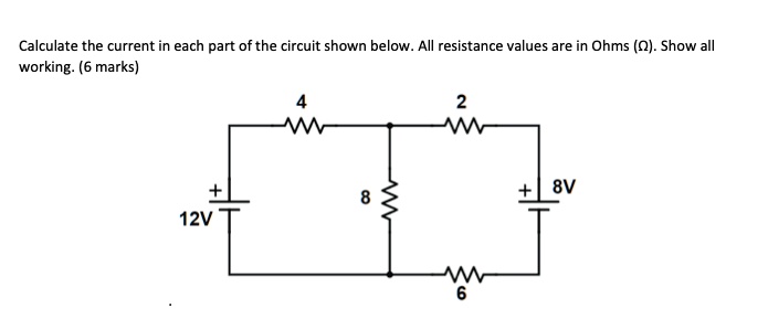 SOLVED: Calculate the current in each part e of the circuit shown below. All resistance values ...
