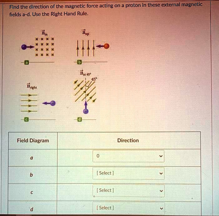 SOLVED:Find the dlrection of the magnetic force acting on a proton In ...