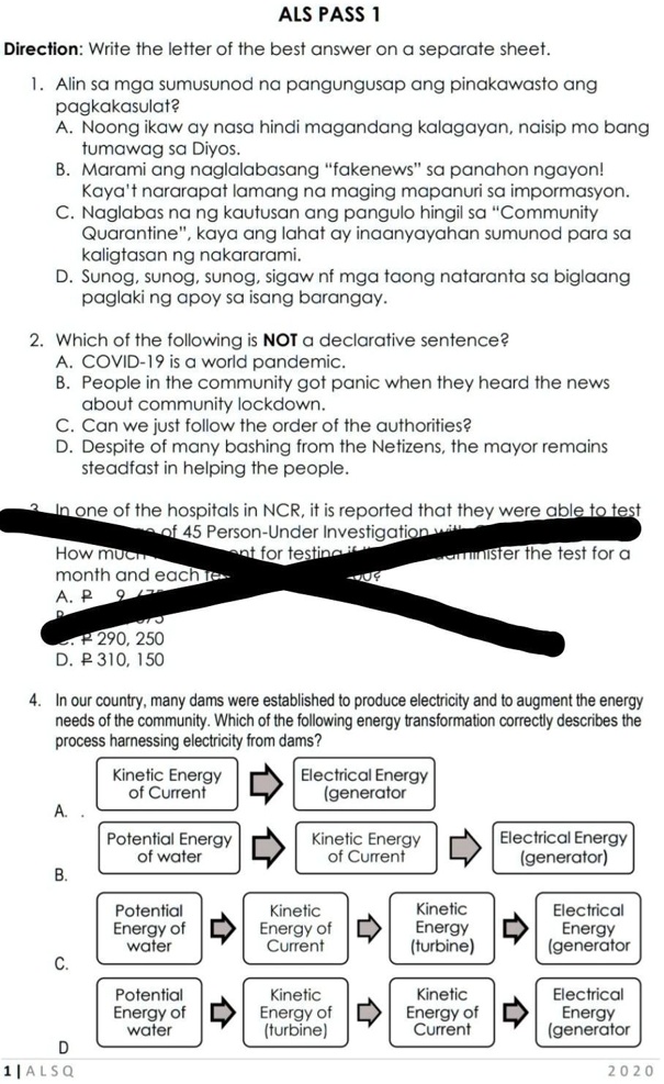 pa help po sa 124 answer thankyou in advance als pass 1 direction write the letter of the best ...