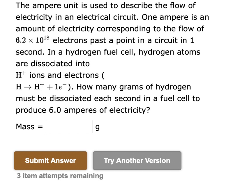 SOLVED: The ampere unit is used to describe the flow of electricity in ...