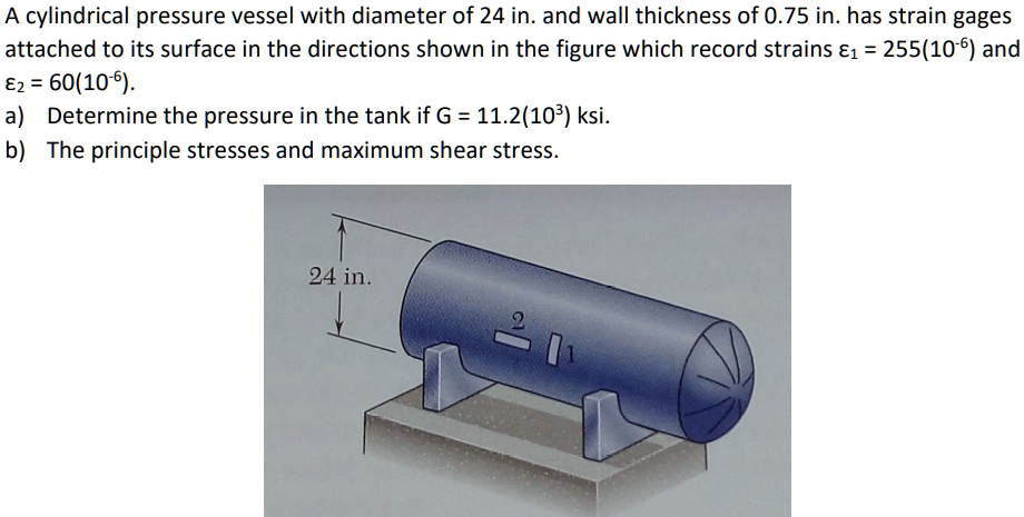 SOLVED: A cylindrical pressure vessel with a diameter of 24 in. and a ...