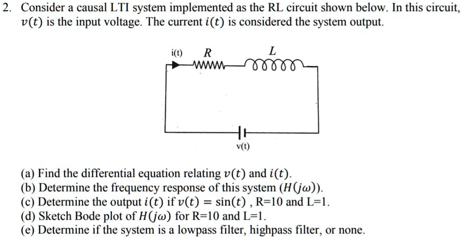 VIDEO solution: Consider a causal LTI system implemented as the RL circuit shown below. In this ...