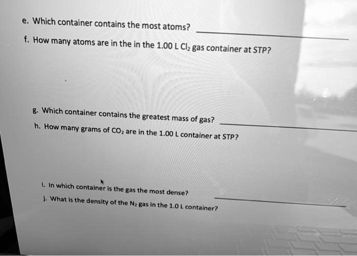 SOLVED: Which container contains the most atoms? How many atoms are in ...