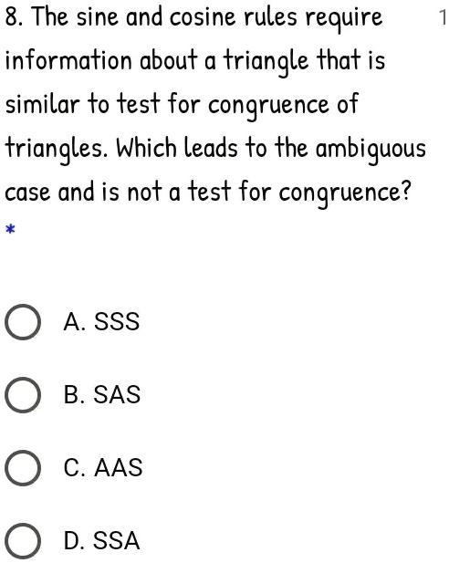 VIDEO solution: The sine and cosine rules require information about a ...