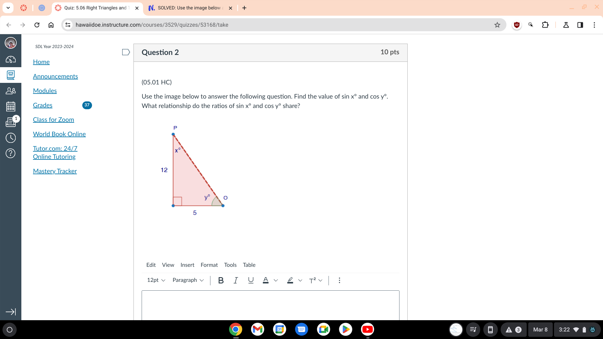 SOLVED: Use the image below to answer the following question. Find the value of sin x° and cos y ...