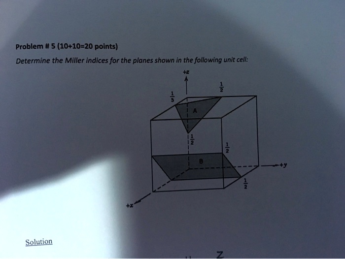 SOLVED: Problem #5 (10+10=20 points) Determine the Miller indices for the planes shown in the ...