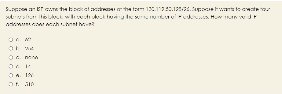 Suppose An Isp Owns The Block Of Addresses Of The Form 130 119 50 128
